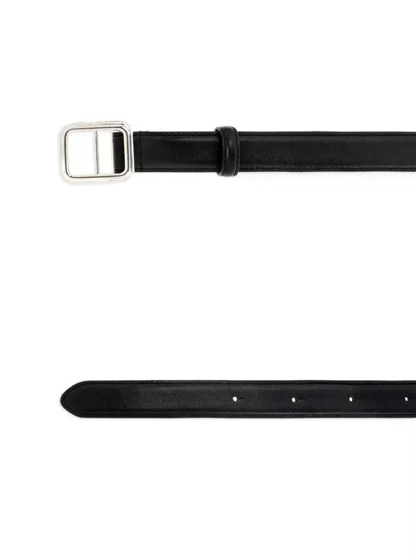 LIÉ STUDIO Georgia Slim Silver Buckle Leather Belt