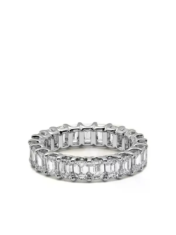 JEWELS AFICIONADO 18k White Gold Eternity Band Ring With Diamonds - Silver
