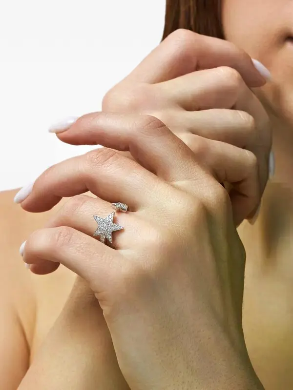 JEWELS AFICIONADO 18k White Gold Diamond Star Ring