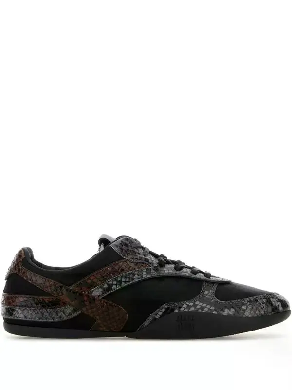 Miu Miu Snake-effect Lace-up Sneakers - Black