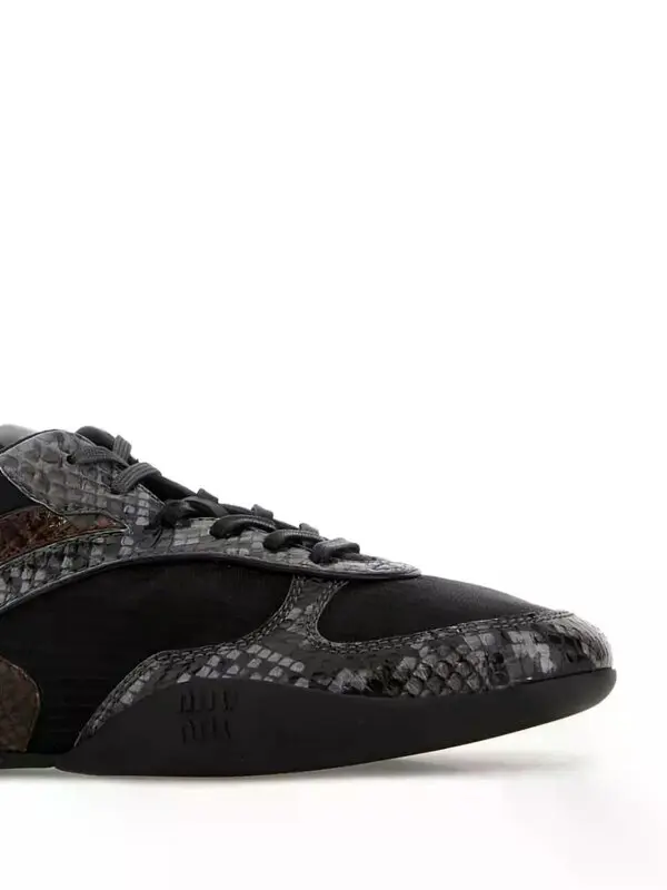 Miu Miu Snake-effect Lace-up Sneakers - Black