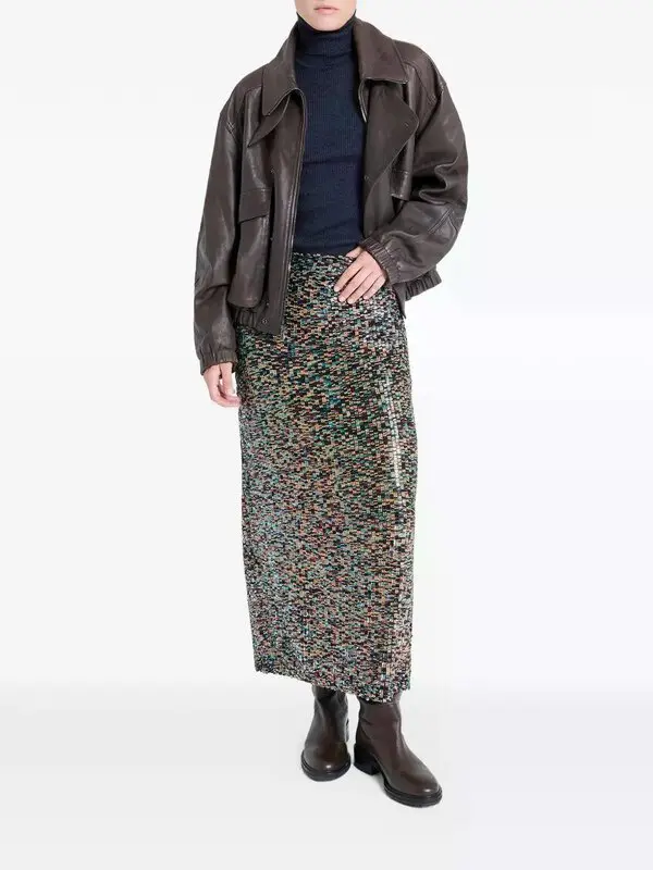 TWP Sylkie Patterned Long Skirt - Brown