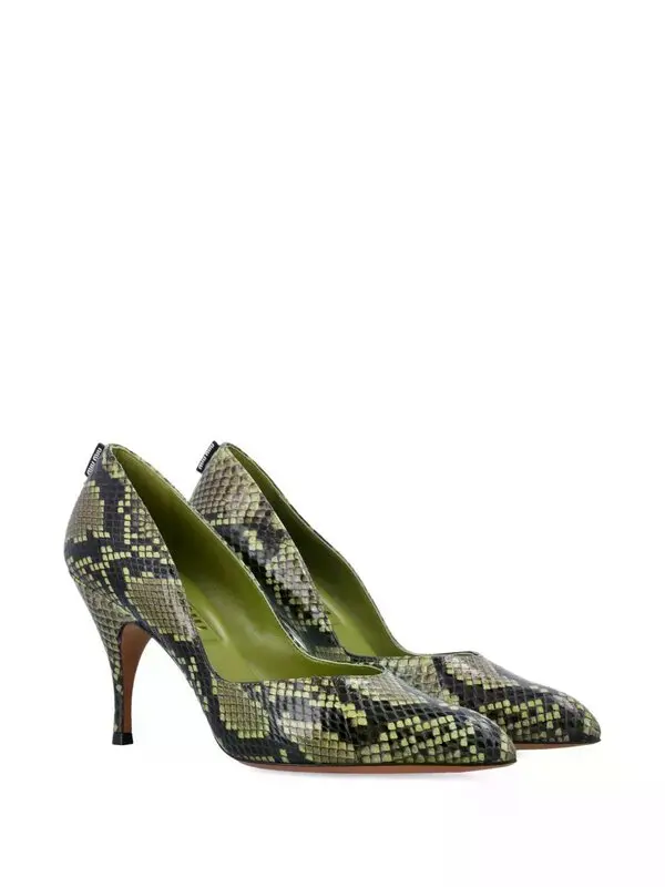 Miu Miu 85mm Snake-effect Court Shoes - Green