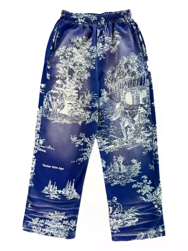BETTER WITH AGE Printed Trousers - Blue