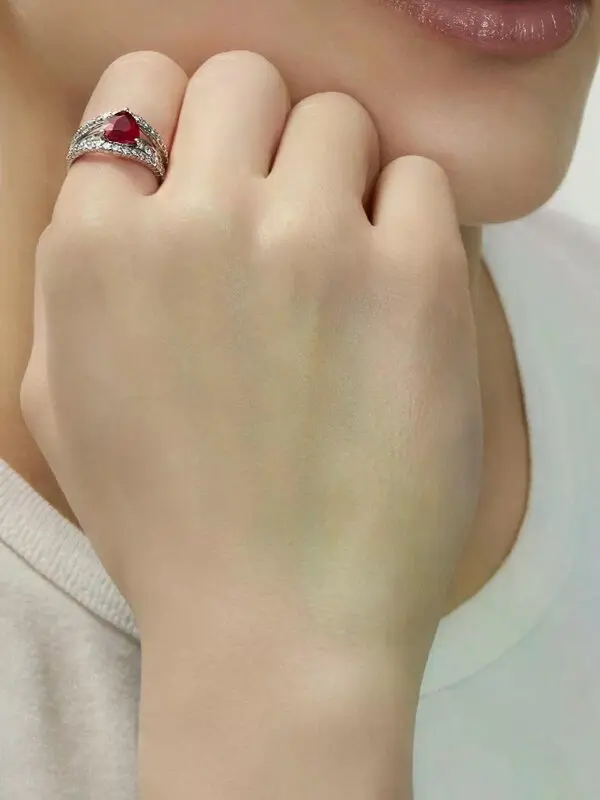 JEWELS AFICIONADO Platinum Diamond And Ruby Ring