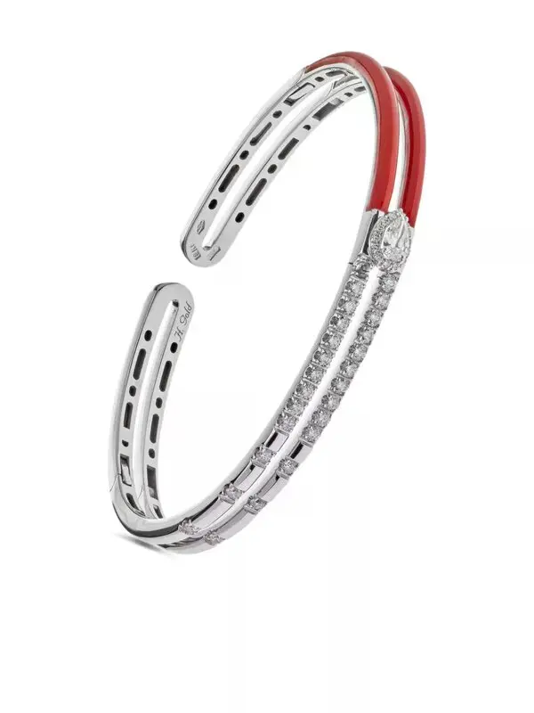 JEWELS AFICIONADO 18k White Gold Diamond And Enamel Bracelet - Silver