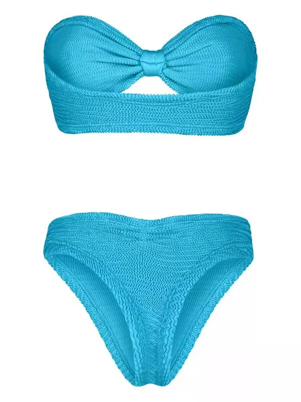 PARAMIDONNA Textured Strapless Bikini Set - Blue