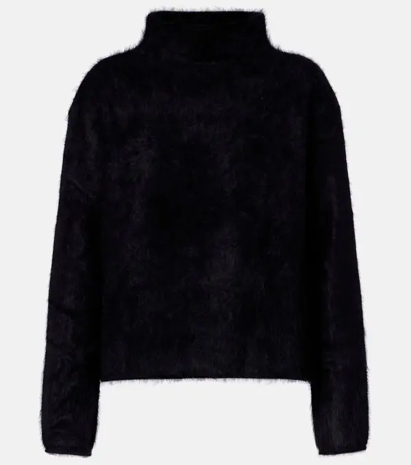 LISA YANG Ribbed Cashmere Mockneck Sweater - Black