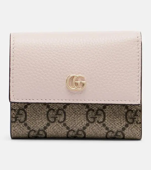 Gucci Gg Marmont Mini Leather-trimmed Wallet - Pink