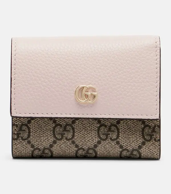 Gucci Gg Marmont Mini Leather-trimmed Wallet - Pink