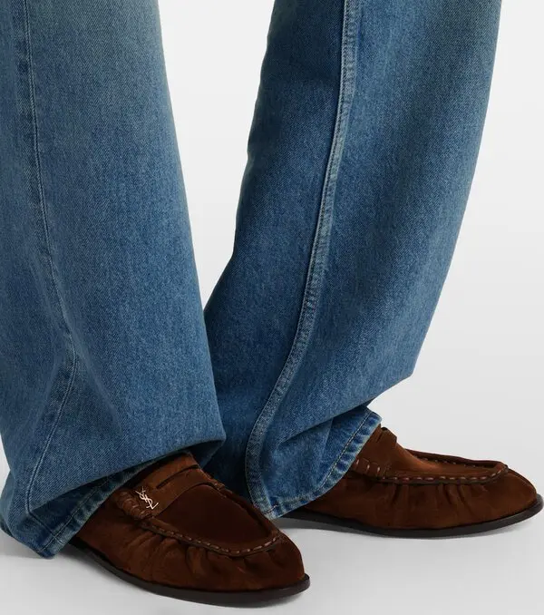 Saint Laurent Le Loafer Suede Penny Loafers - Brown
