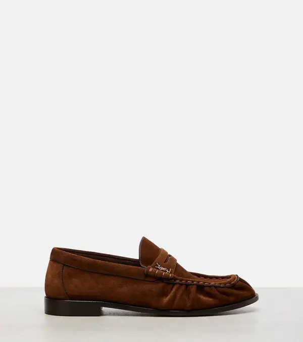Saint Laurent Le Loafer Suede Penny Loafers - Brown