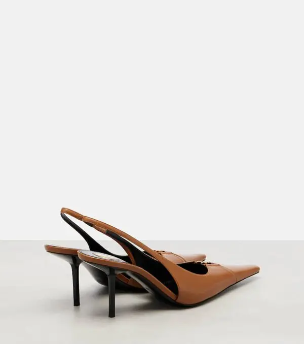 Saint Laurent Babylone Breteuil Leather Slingback Pumps - Beige