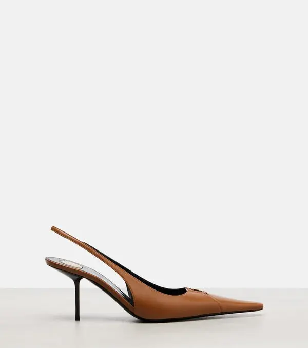 Saint Laurent Babylone Breteuil Leather Slingback Pumps - Beige