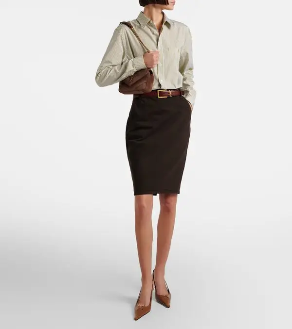 Saint Laurent Babylone Breteuil Leather Slingback Pumps - Beige