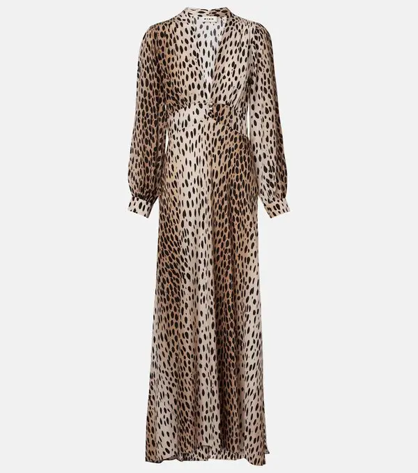 Rixo Emory Printed Silk Maxi Dress - Brown