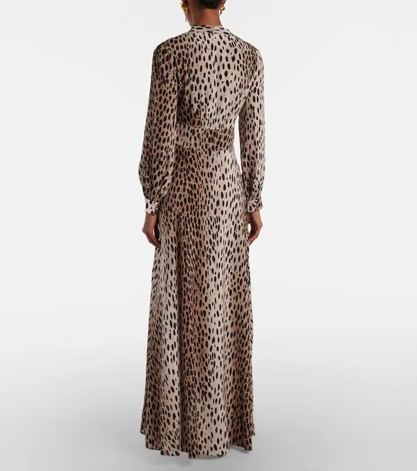 Rixo Emory Printed Silk Maxi Dress - Brown