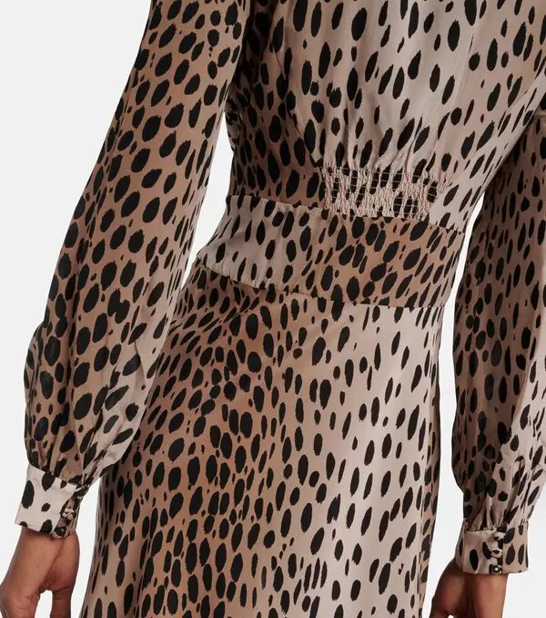 Rixo Emory Printed Silk Maxi Dress - Brown