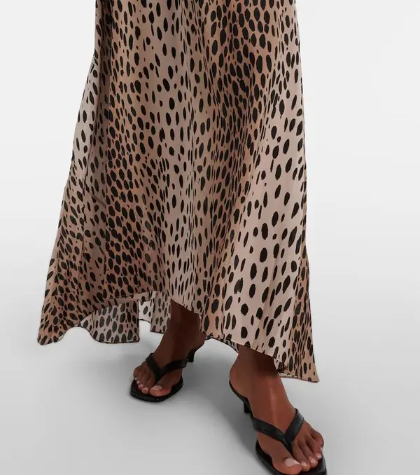 Rixo Emory Printed Silk Maxi Dress - Brown