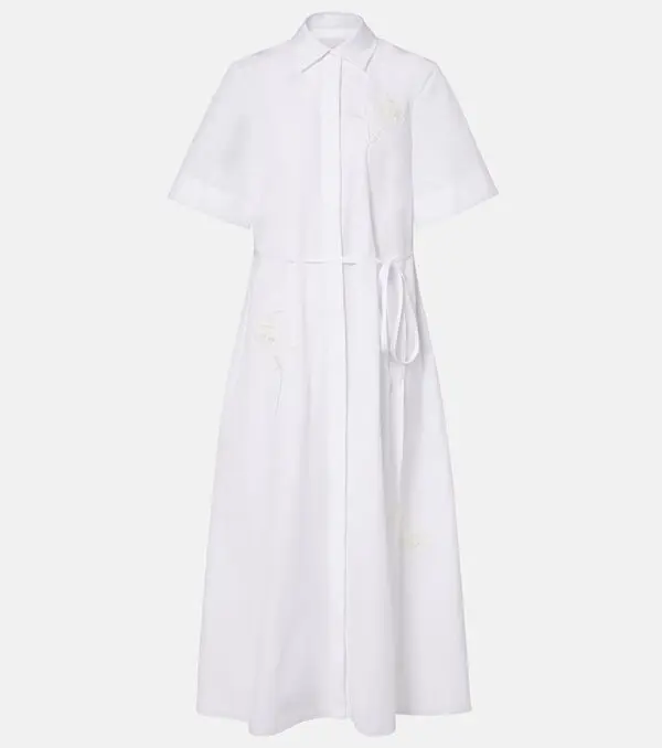 Erdem Embroidered Cotton Poplin Shirt Dress - White