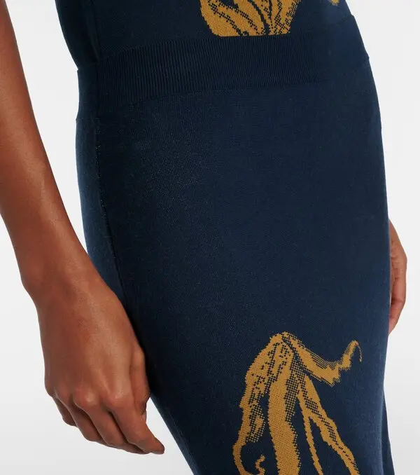 Erdem Floral Jacquard Midi Skirt - Blue