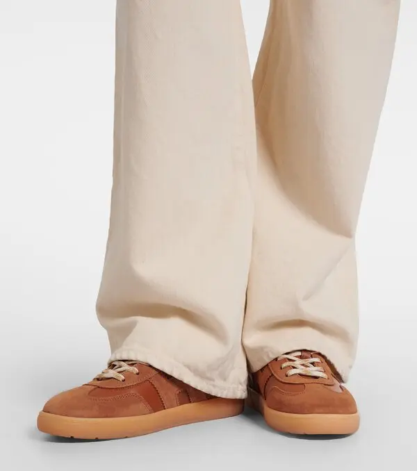 Hogan Suede-trimmed Leather Sneakers - Brown