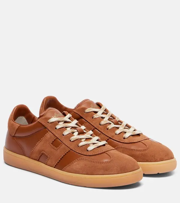 Hogan Suede-trimmed Leather Sneakers - Brown