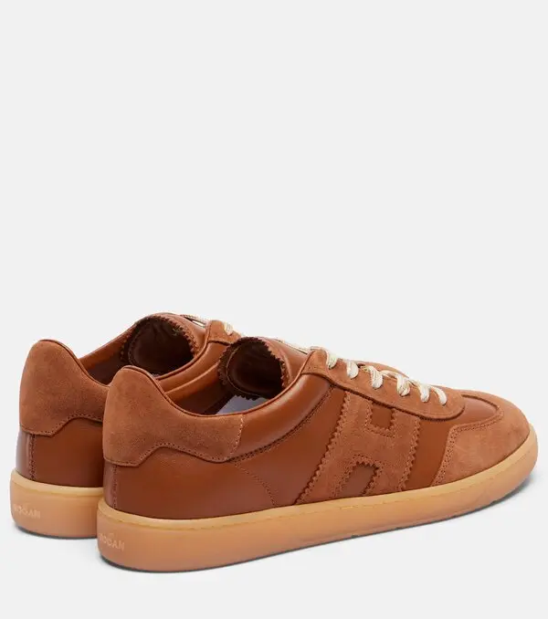 Hogan Suede-trimmed Leather Sneakers - Brown