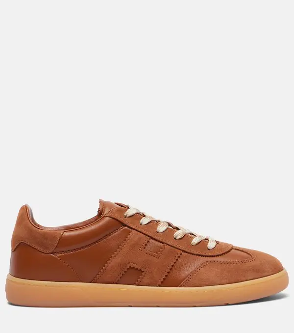 Hogan Suede-trimmed Leather Sneakers - Brown