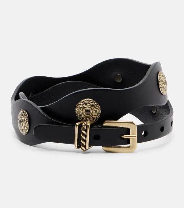 Etro Embellished Leather Belt - Black