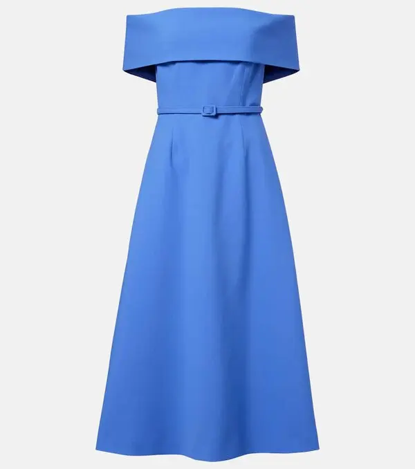 Carolina Herrera Belted Wool-blend Midi Dress - Blue