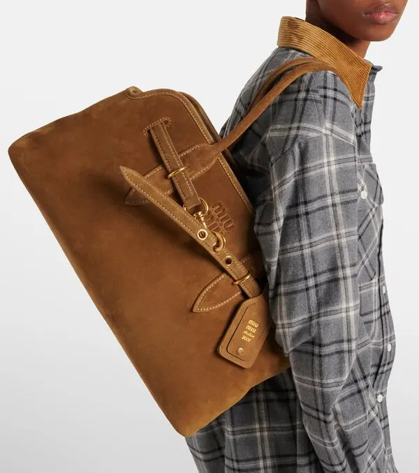 Miu Miu Adventure Suede Tote - Beige