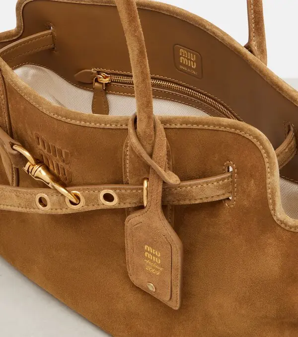 Miu Miu Adventure Suede Tote - Beige