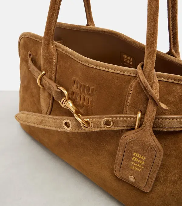 Miu Miu Adventure Suede Tote - Beige