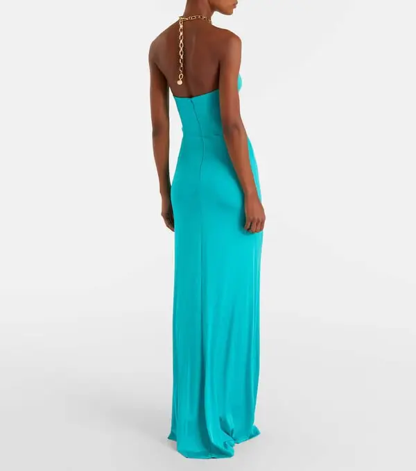 Carolina Herrera Halterneck Ruched Jersey Gown