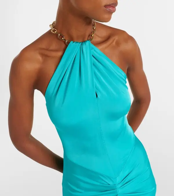 Carolina Herrera Halterneck Ruched Jersey Gown