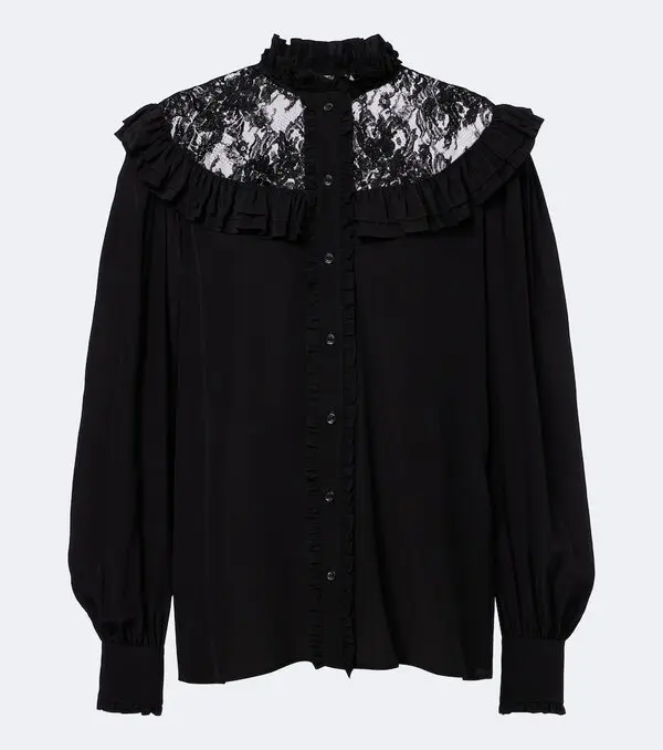 Chloé Lace-trimmed Silk Blouse - Black