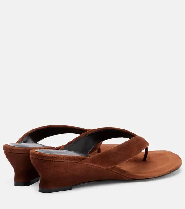 Le Monde Beryl Micro Wedge Suede Thong Sandals - Brown