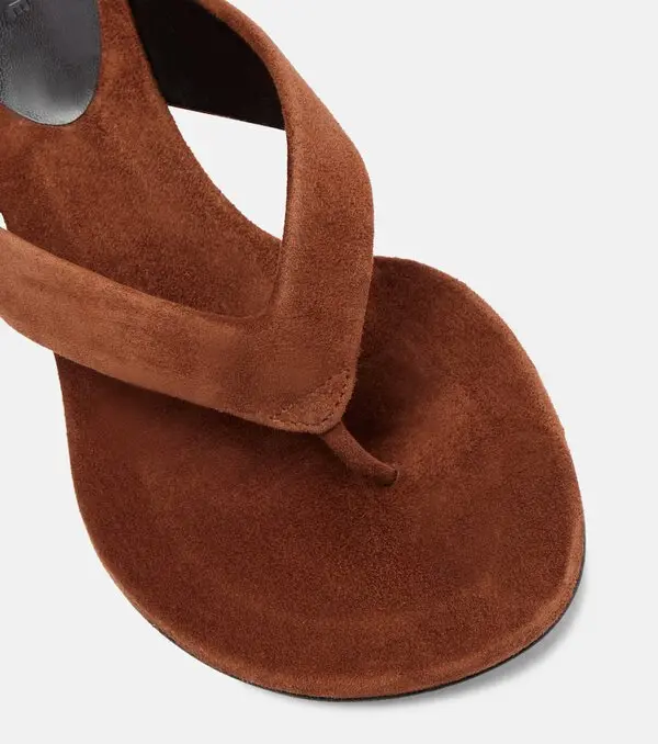 Le Monde Beryl Micro Wedge Suede Thong Sandals - Brown