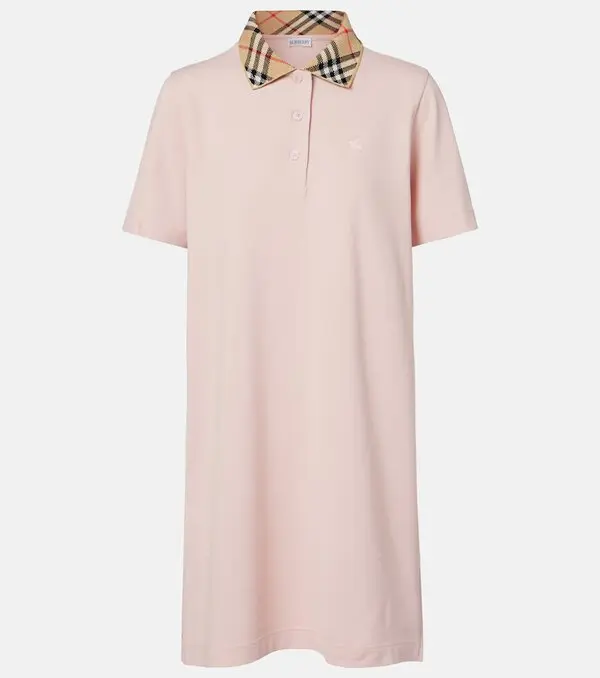 Burberry Check Cotton Polo Dress - Pink
