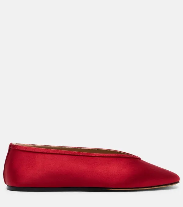 Le Monde Beryl Luna Satin Ballet Flats - Red