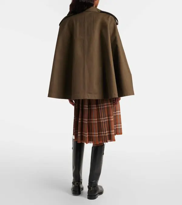 Burberry Check Wool Midi Skirt - Brown