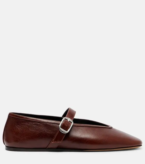 Le Monde Beryl Stella Leather Mary Jane Flats - Brown