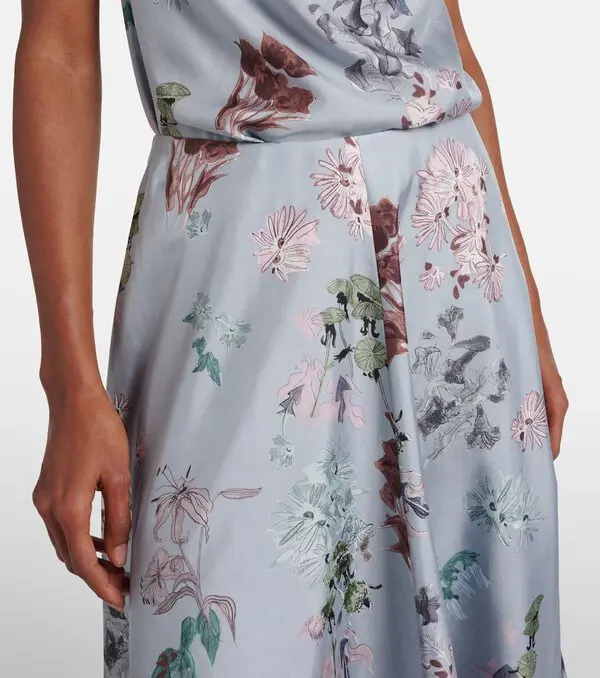 Altuzarra Varda Floral Silk Midi Skirt - Blue