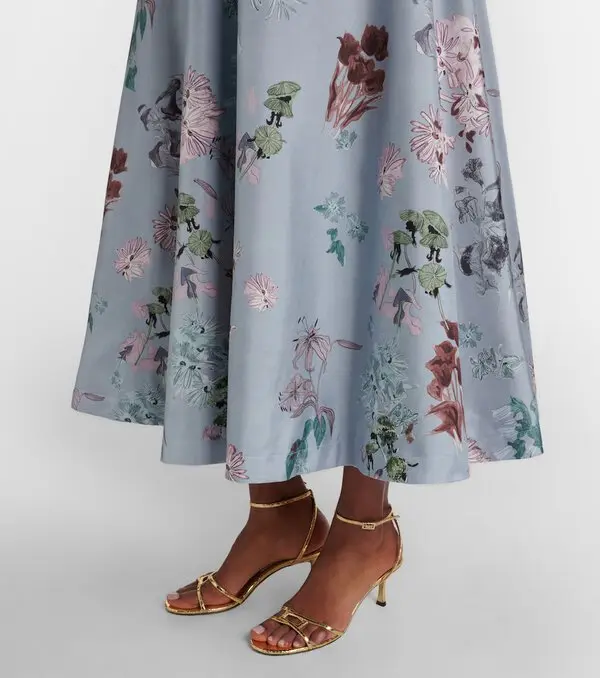Altuzarra Varda Floral Silk Midi Skirt - Blue