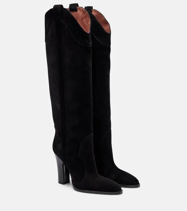 Paris Texas Lavinia Suede Knee-high Boots - Black