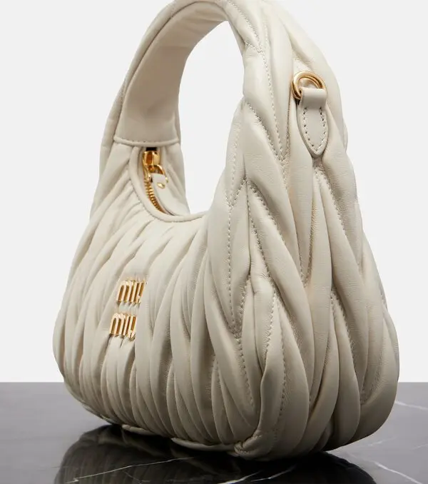 Miu Miu Mini Wander Matelassé Shoulder Bag - White | Editorialist