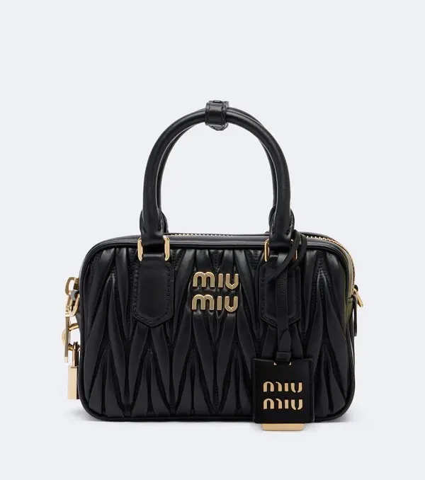 Miu Miu Arcadie Small Leather Top-handle Bag - Black