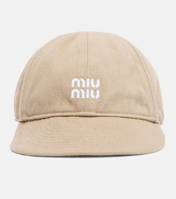 Miu Miu Logo Denim Baseball Cap - Beige