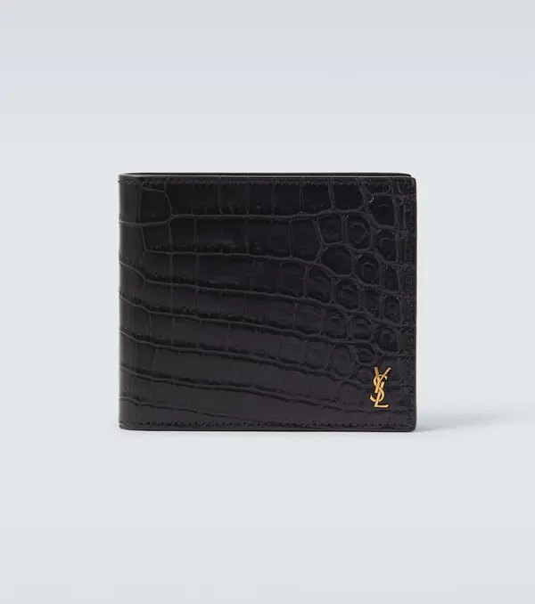 Saint Laurent Croc-effect Leather Wallet - Black